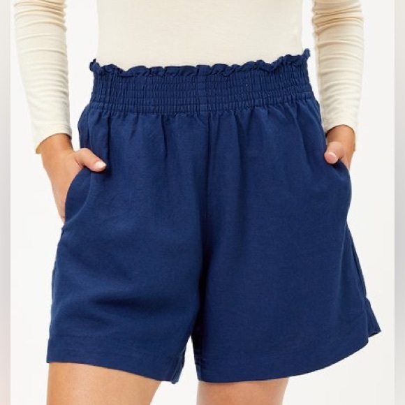 Shorts | Nwt Workshop Blue Linen Shorts Medium | Poshmark